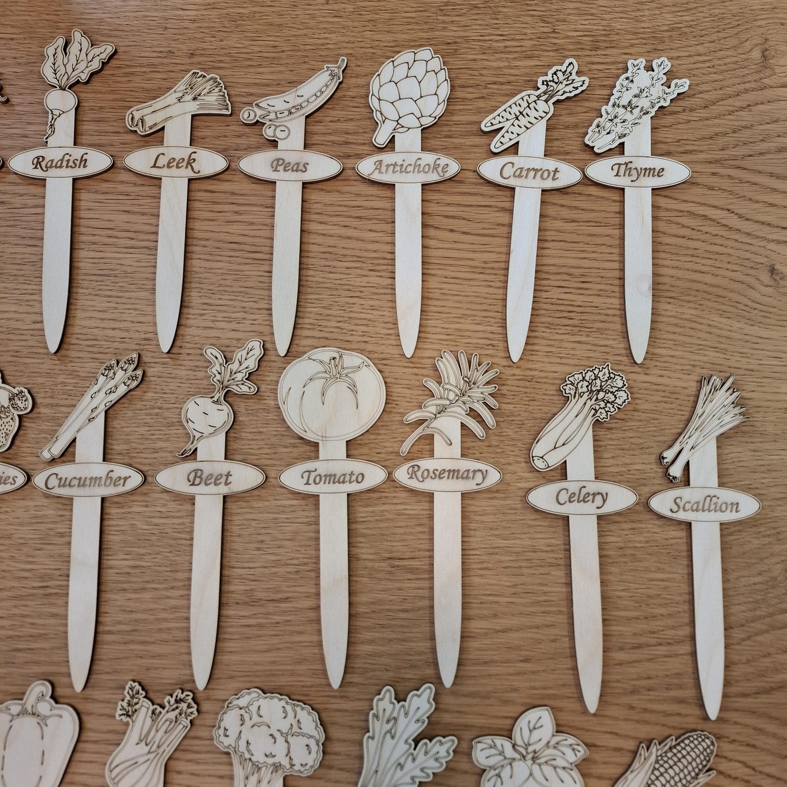 Laser Cut Garden Marker Set: Vegetable Plant Stakes SVG (digital ...