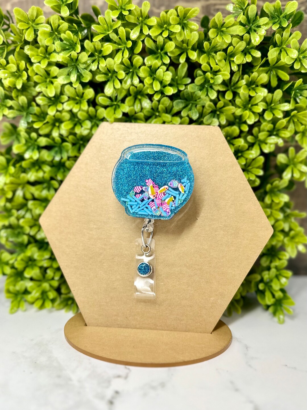 Fish Bowl Badge Reel Fish Badge Reel Fish Bowl Shaker Badge - Etsy