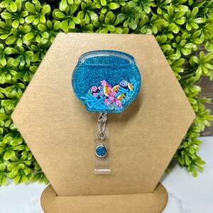 Fish Bowl Badge Reel Fish Badge Reel Fish Bowl Shaker Badge - Etsy