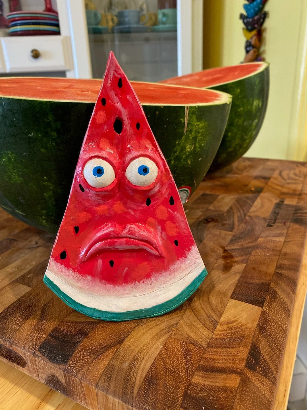 Watermelon Nightmare Sculpture | Weird Clay Art | Quirky Fruit Figurine ...