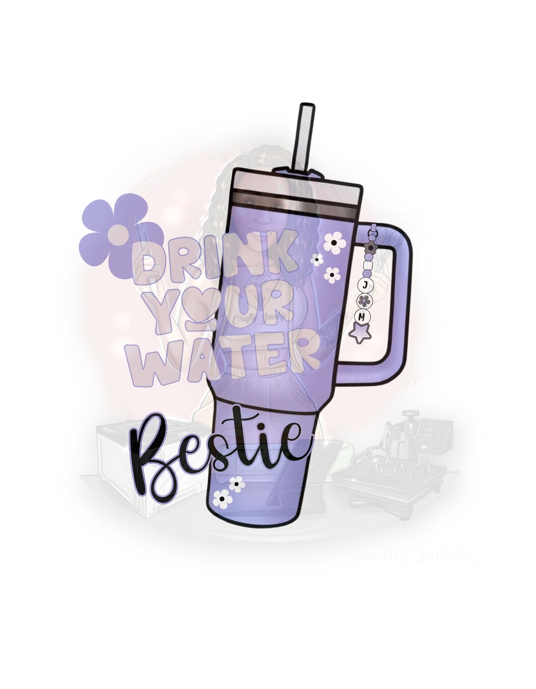 Drink Your Water Bestie Stanley Cup With Charm - Etsy