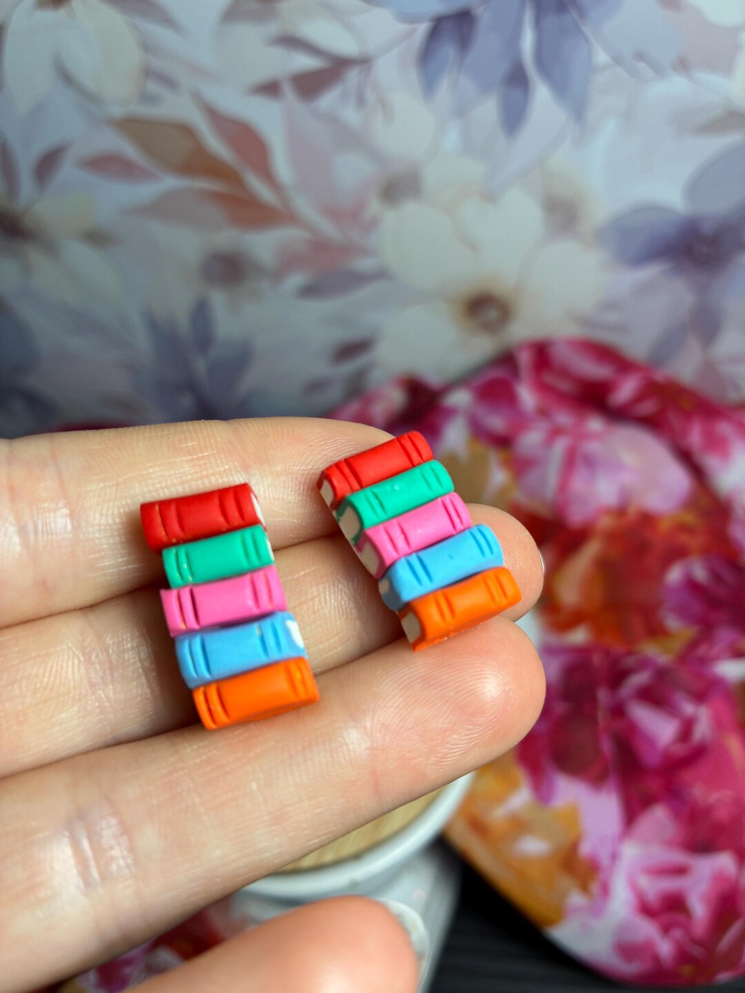 ACOTAR Book Stack Earrings: Handmade Polymer Clay Studs - Etsy