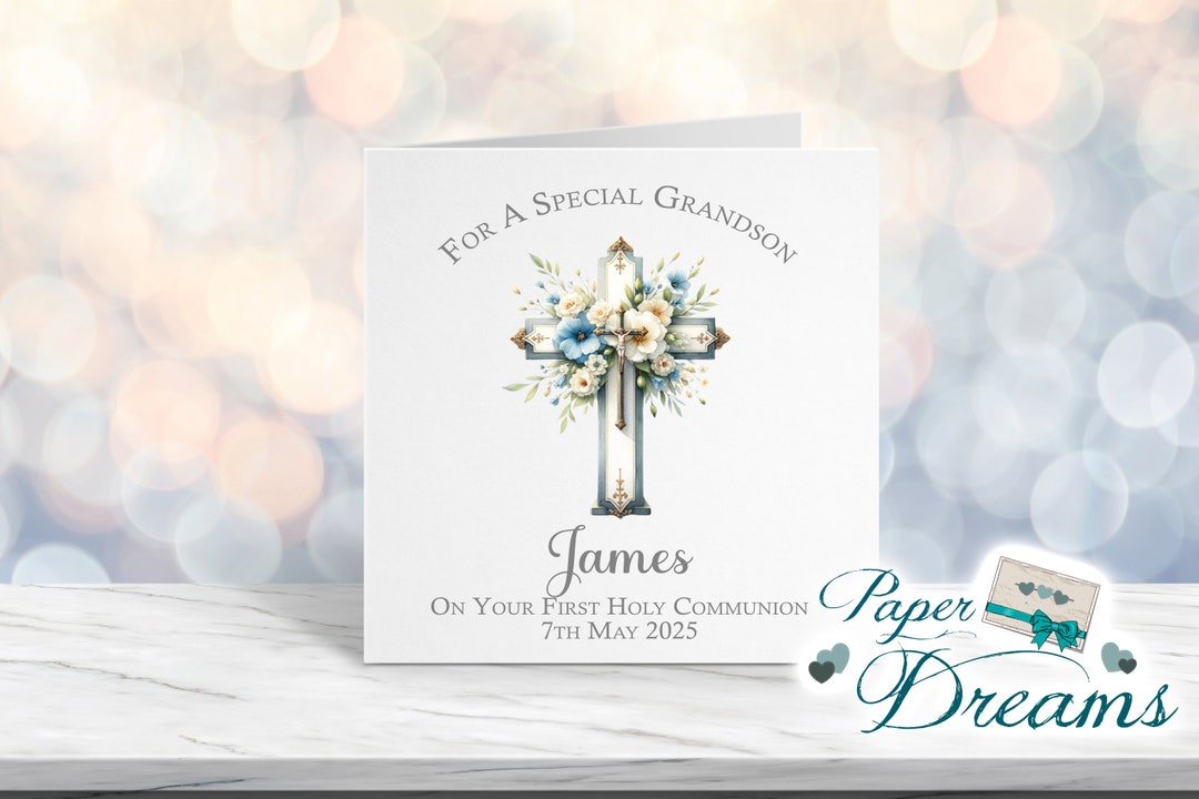 Personalised First Holy Communion Card 1st Holy Communion Card Son ...
