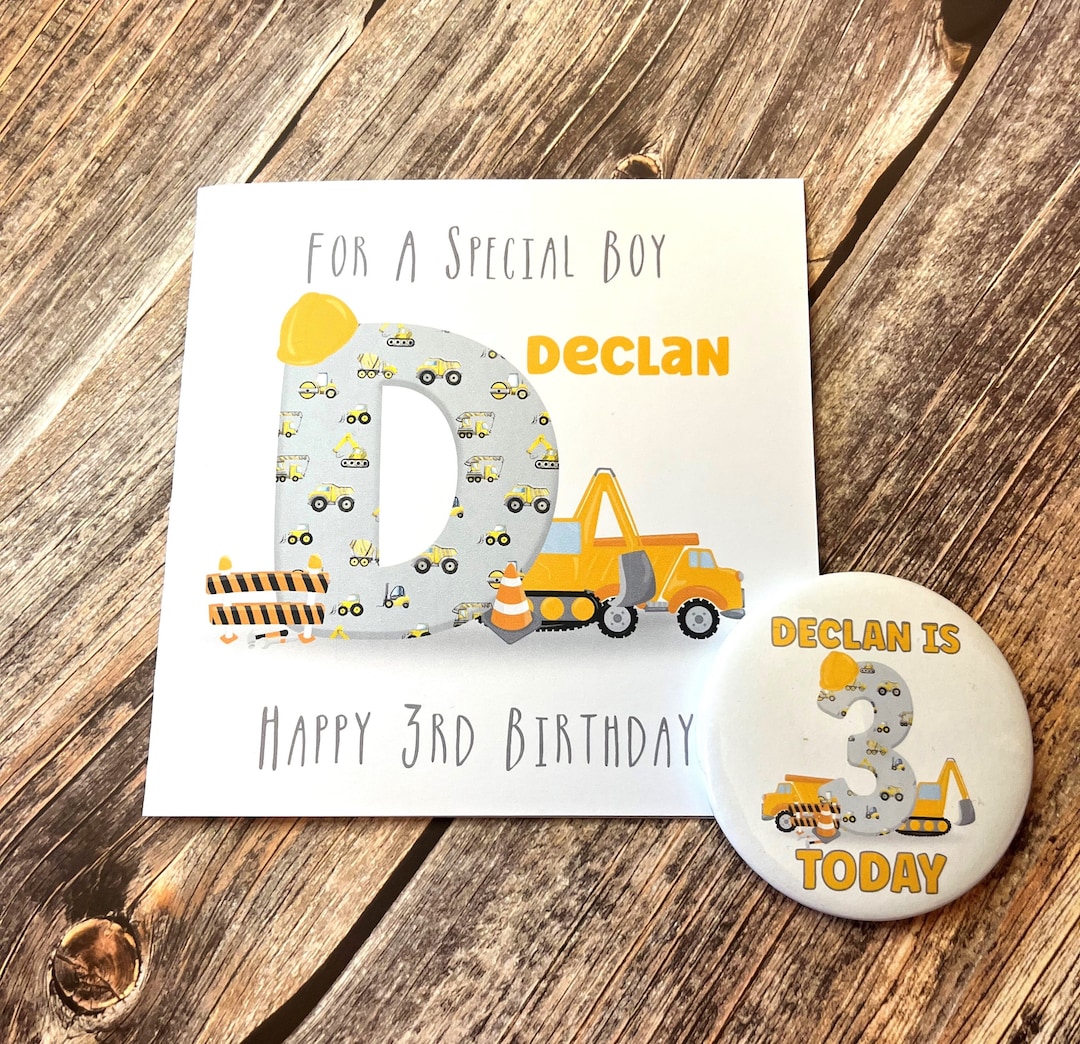 Personalised Construction/digger Birthday Card for Him/her -boys Girls ...