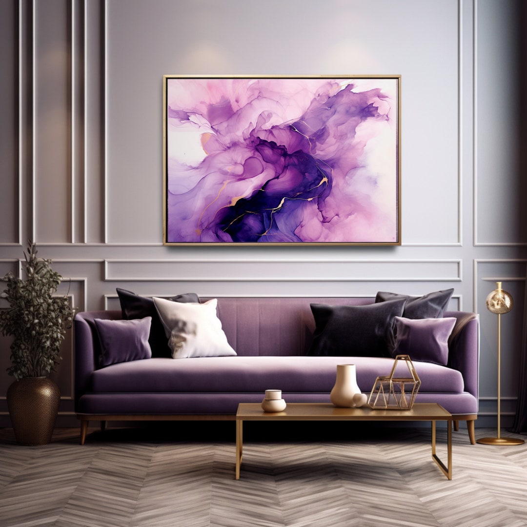 Purple Abstract Watercolor Art Print Purple Fluid Painting Abstract Art ...