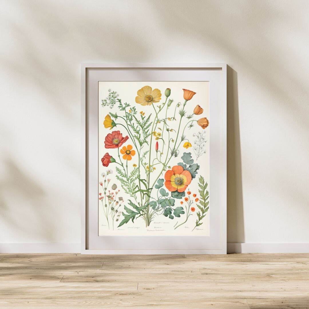 Flower Digital Print Farmhouse Botanical Wall Art Floral - Etsy