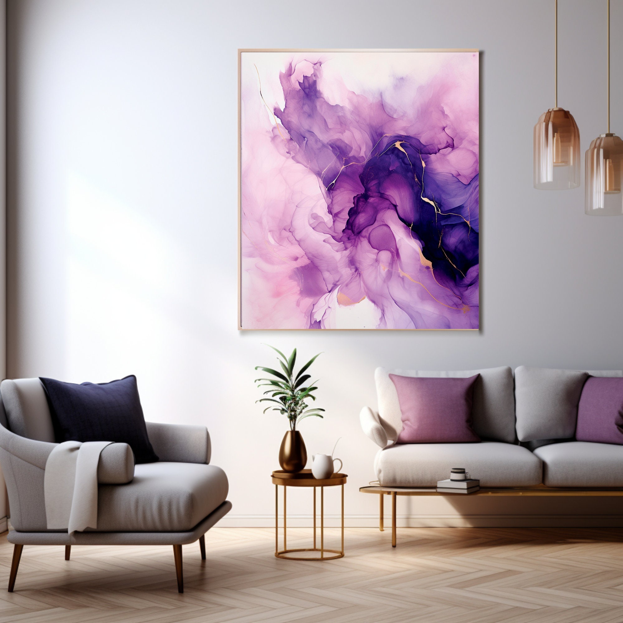 Purple Abstract Watercolor Art Print Purple Fluid Painting Abstract Art ...