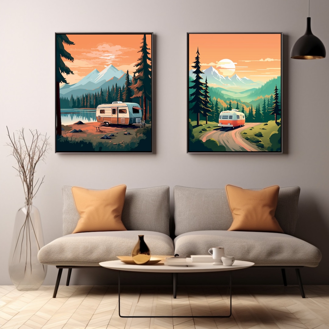 Set of 2 Prints Camping Print Camping Poster Rvs Print Camping Decor ...