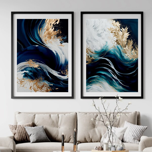 Blue Abstract Print - Etsy