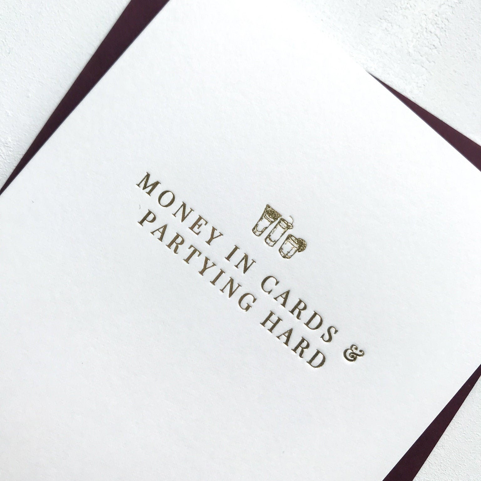 Money in Cards & Partying Hard Gold Foiled Birthday Card, Greeting Card ...