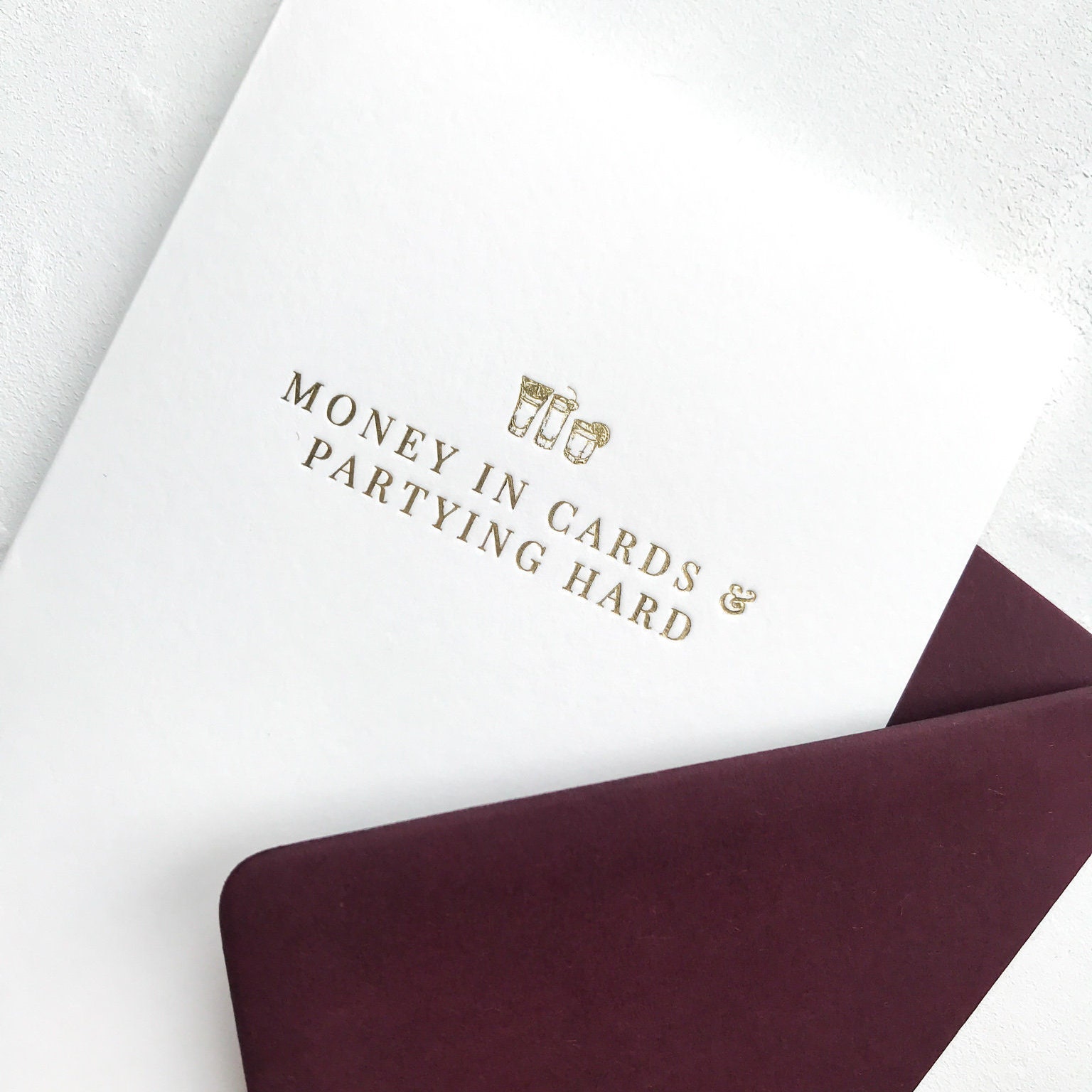 Money in Cards & Partying Hard Gold Foiled Birthday Card, Greeting Card ...