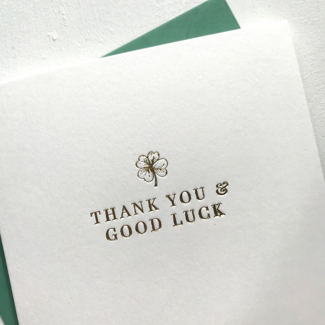 Thank You & Good Luck Card, Greeting Card, Thank You Card, Gold Foil ...