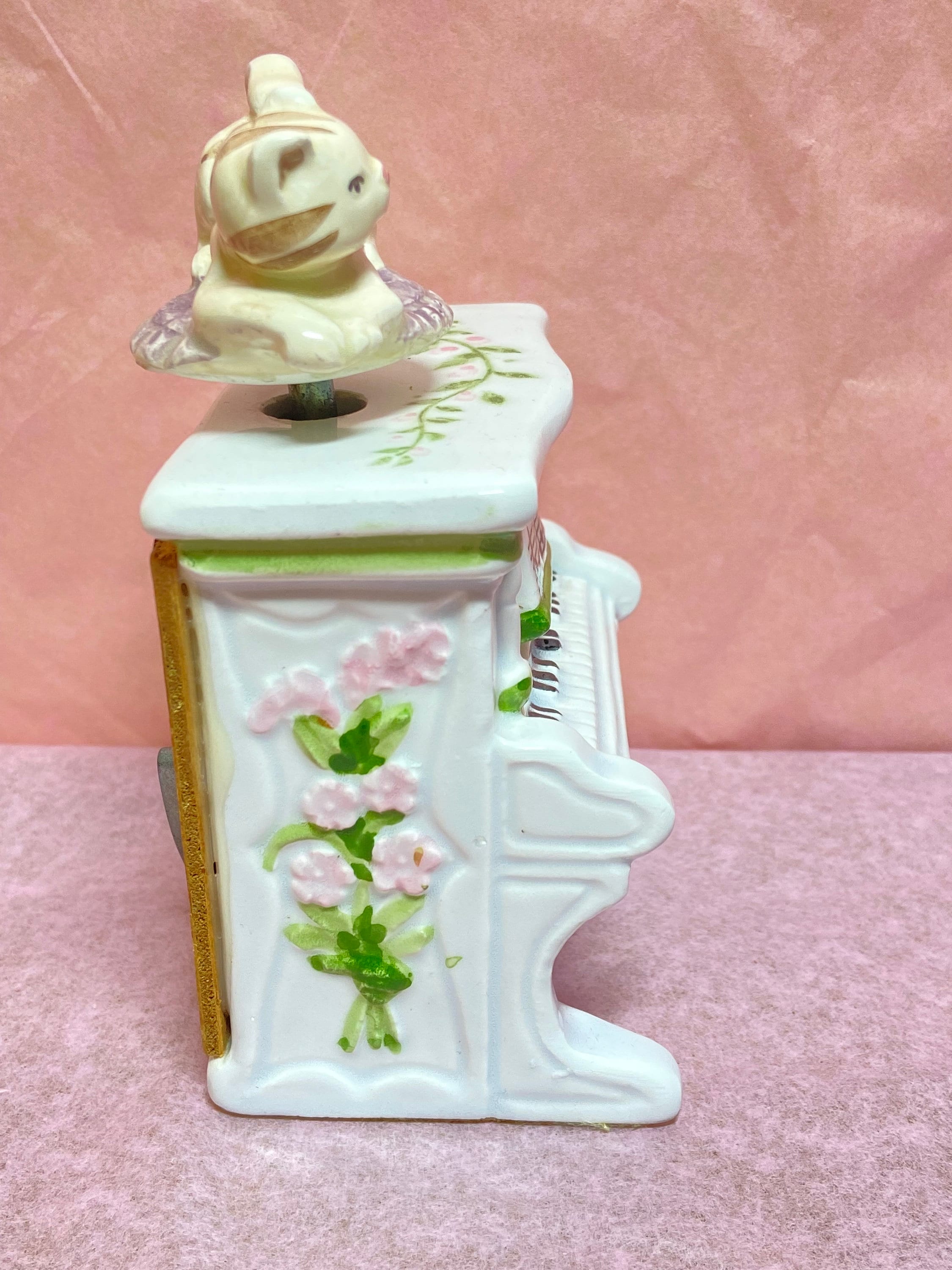 Vtg.lovely~rare~ Schmid Spinning~tiger Stripped Cat on Piano Music Box ...