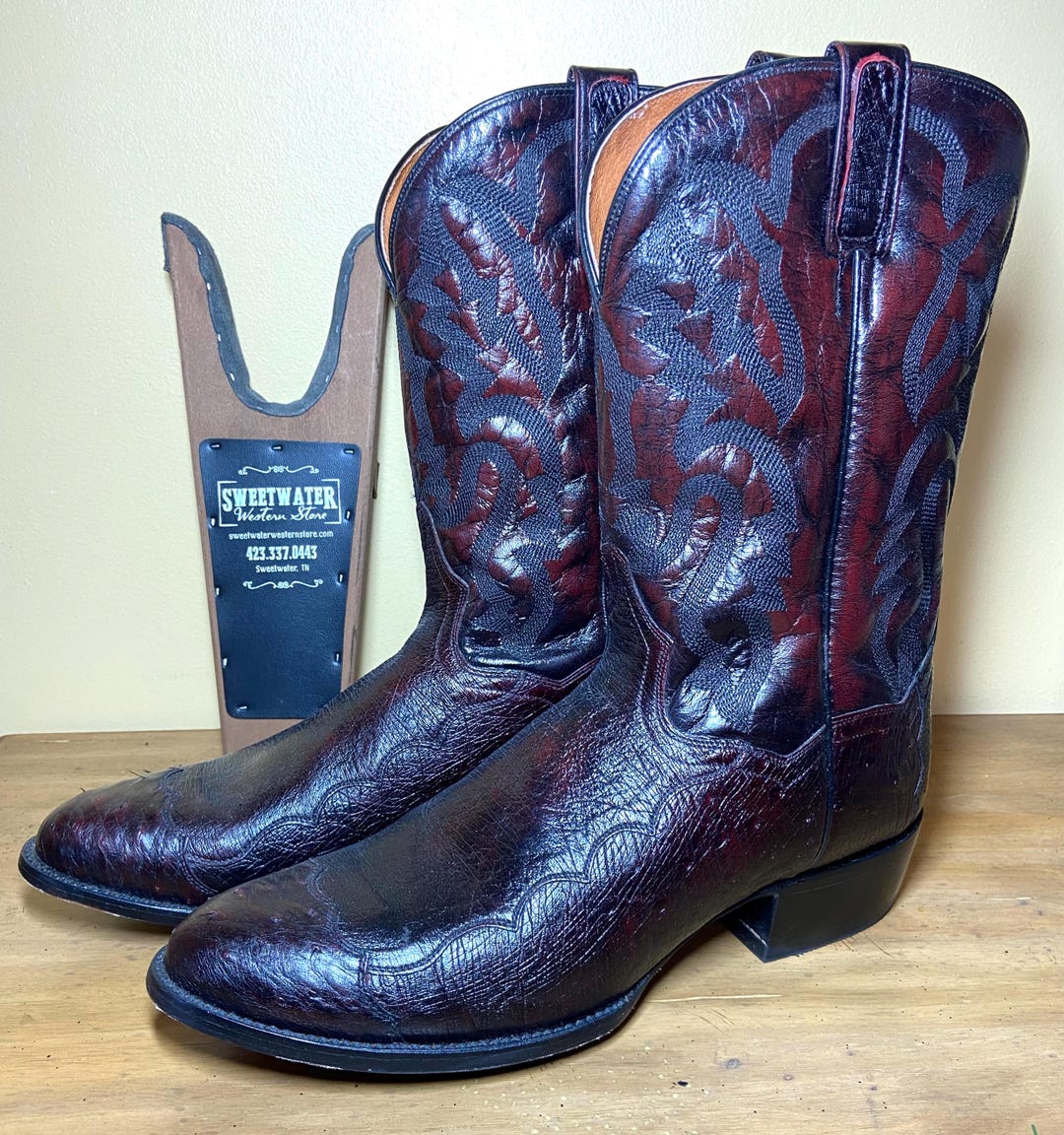 Fancy~handcrafted~dan Post Men's Size 12~ Ostrich~leather~round Toe ...