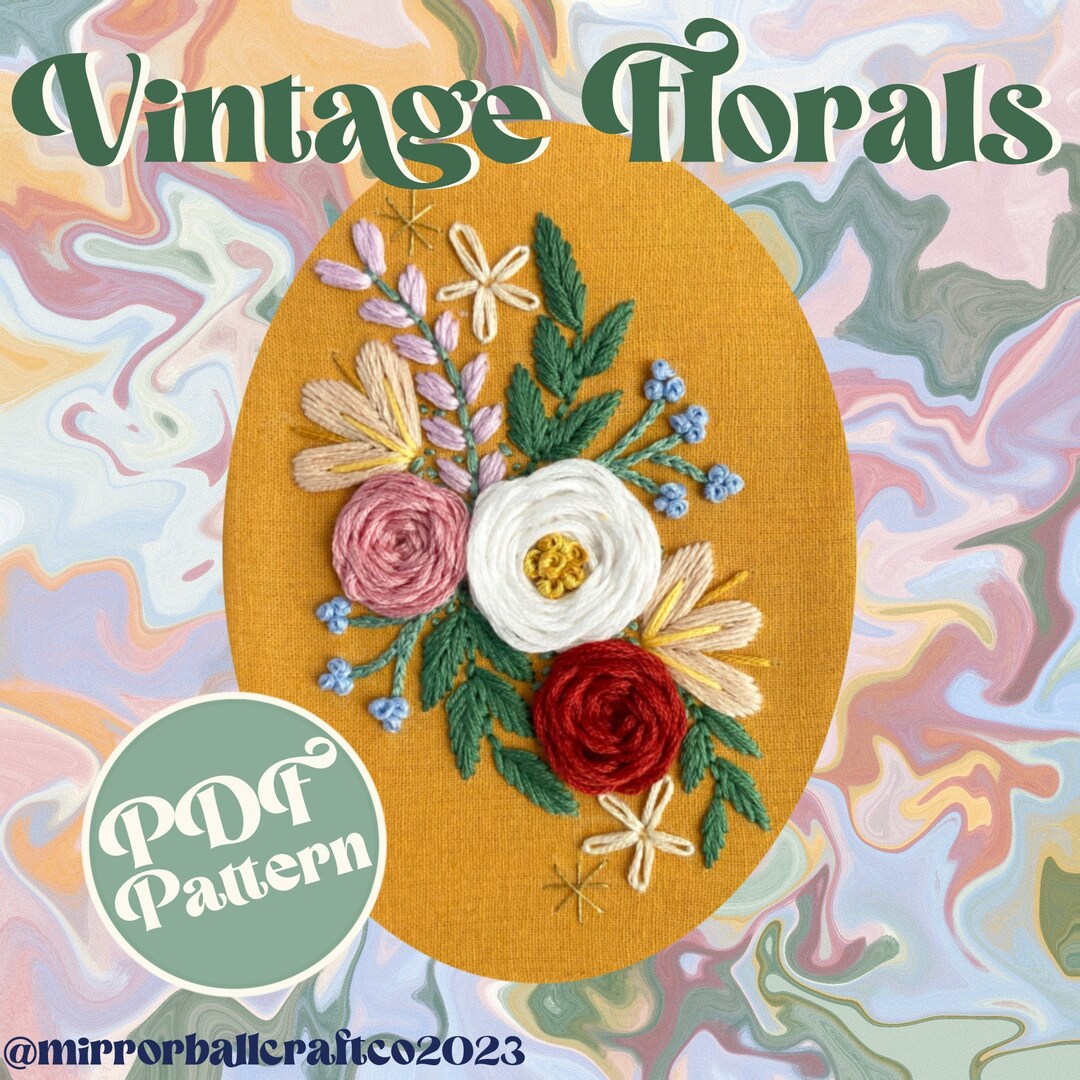 Vintage Flowers PDF Embroidery Pattern | Hand Embroidery Roses and ...