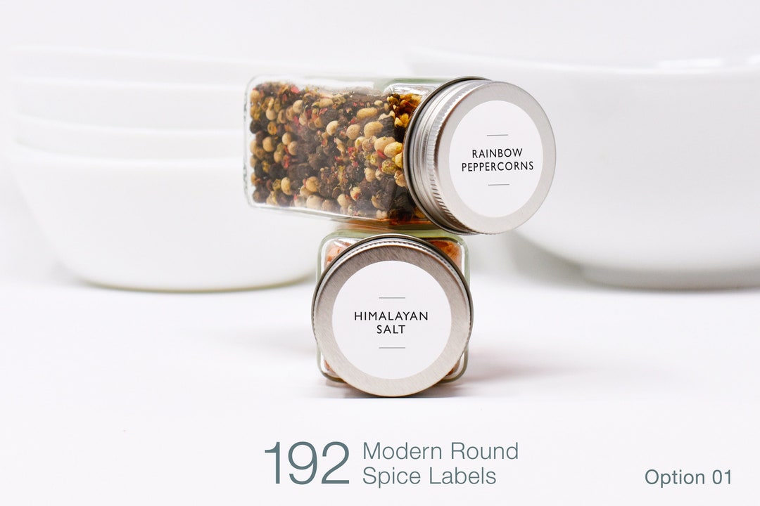 192 Modern Round Spice Labels • 2 Design Options • Durable, Waterproof ...