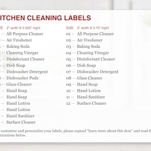 Modern Kitchen Cleaning Labels 12 or 15 Durable, Waterproof Labels ...