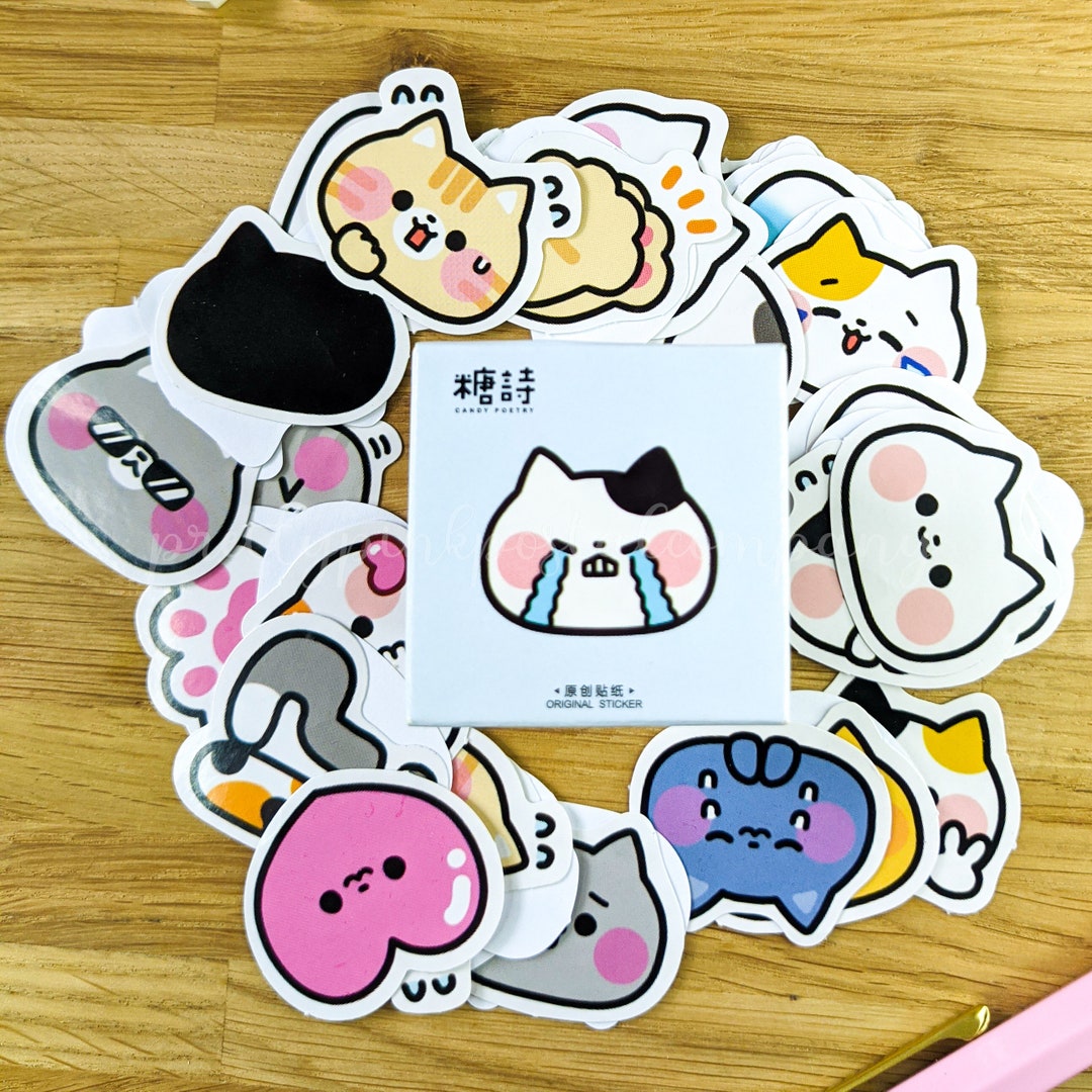 Cute Anime Cat Sticker Set Journaling Surprise Package Journal Supplies ...