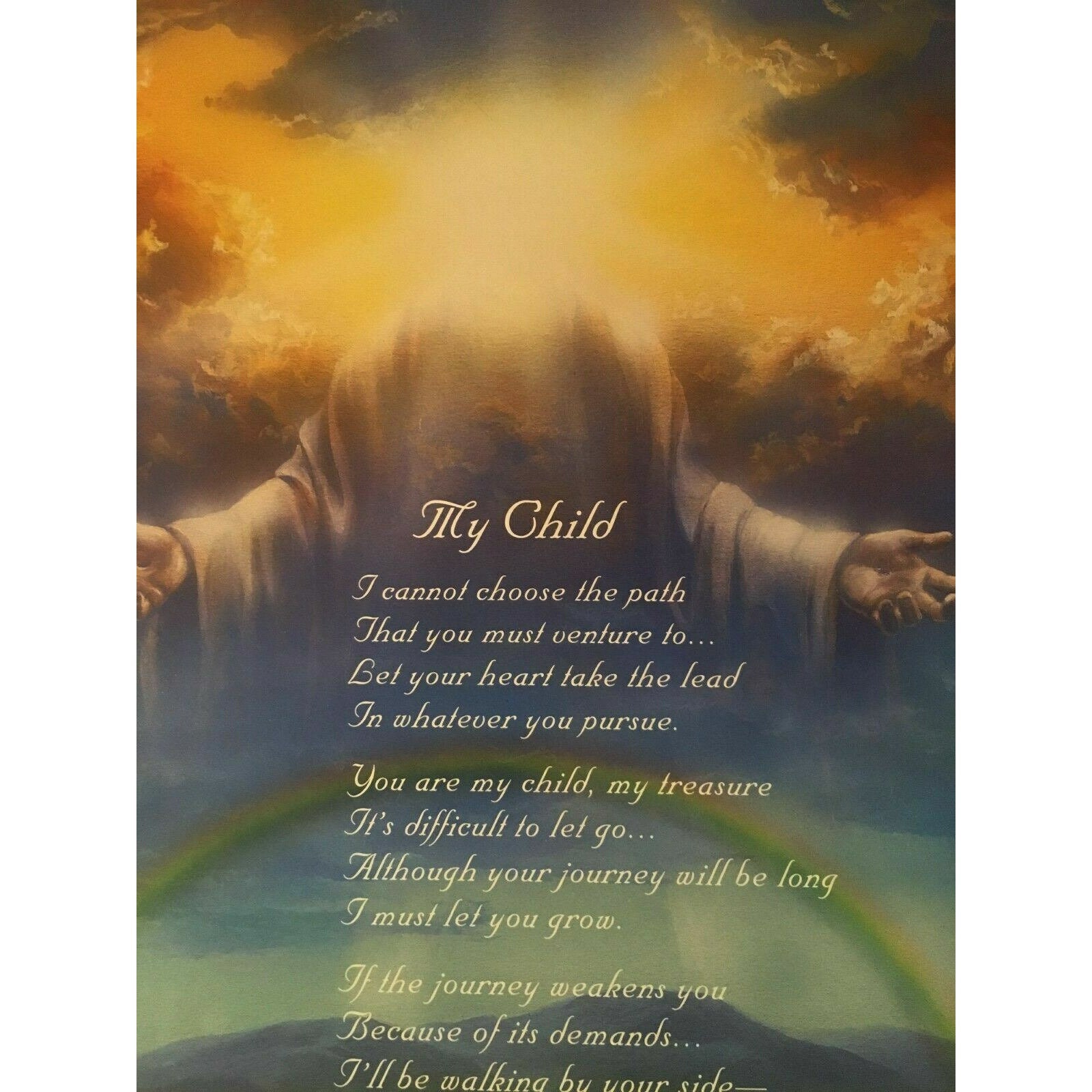 Christian Poster My Child Litho Poem Print Saying 16x20 1993 #354-15841 ...