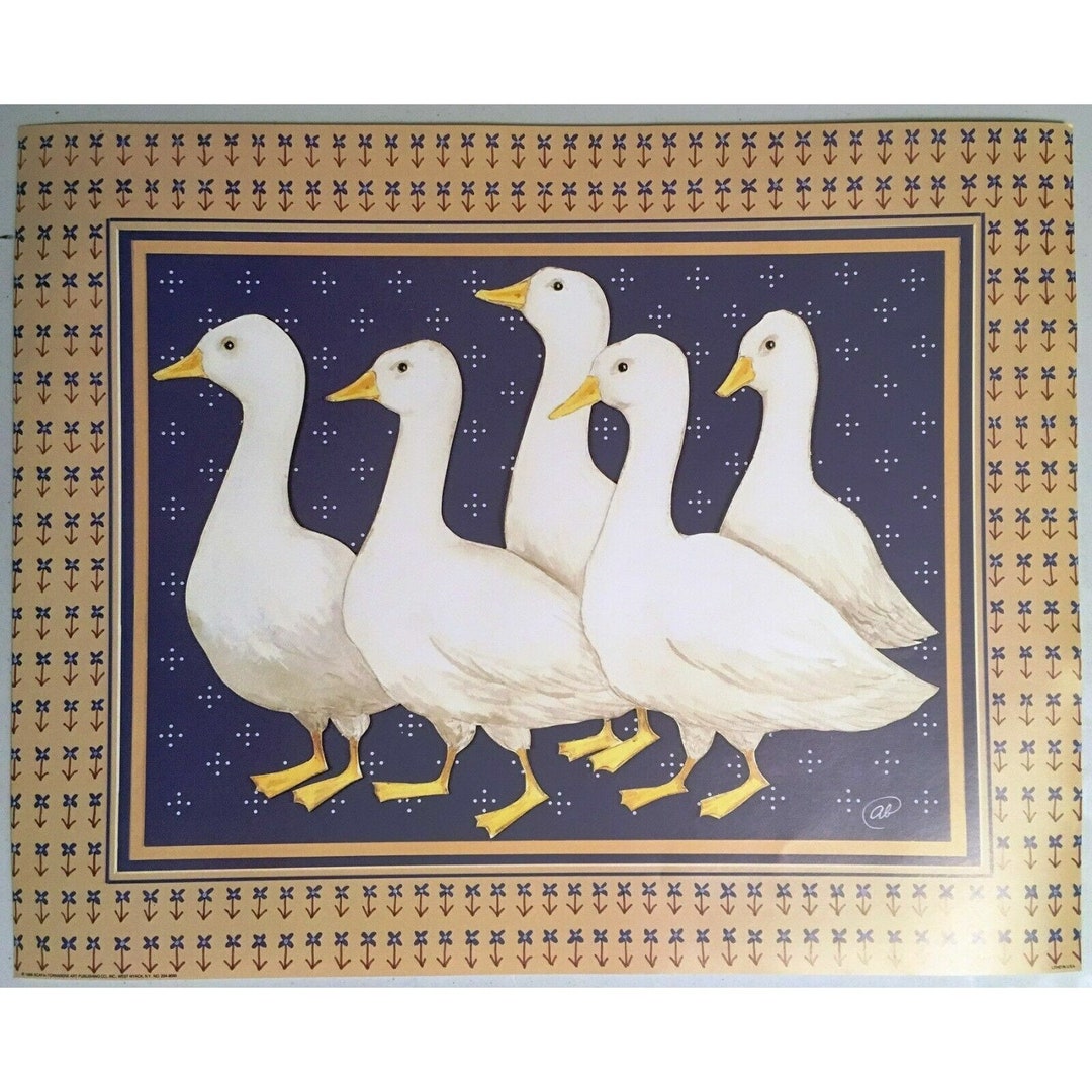Ducks Poster Print Country 1986 Kitchen Lithograph Vintage Farmhouse ...