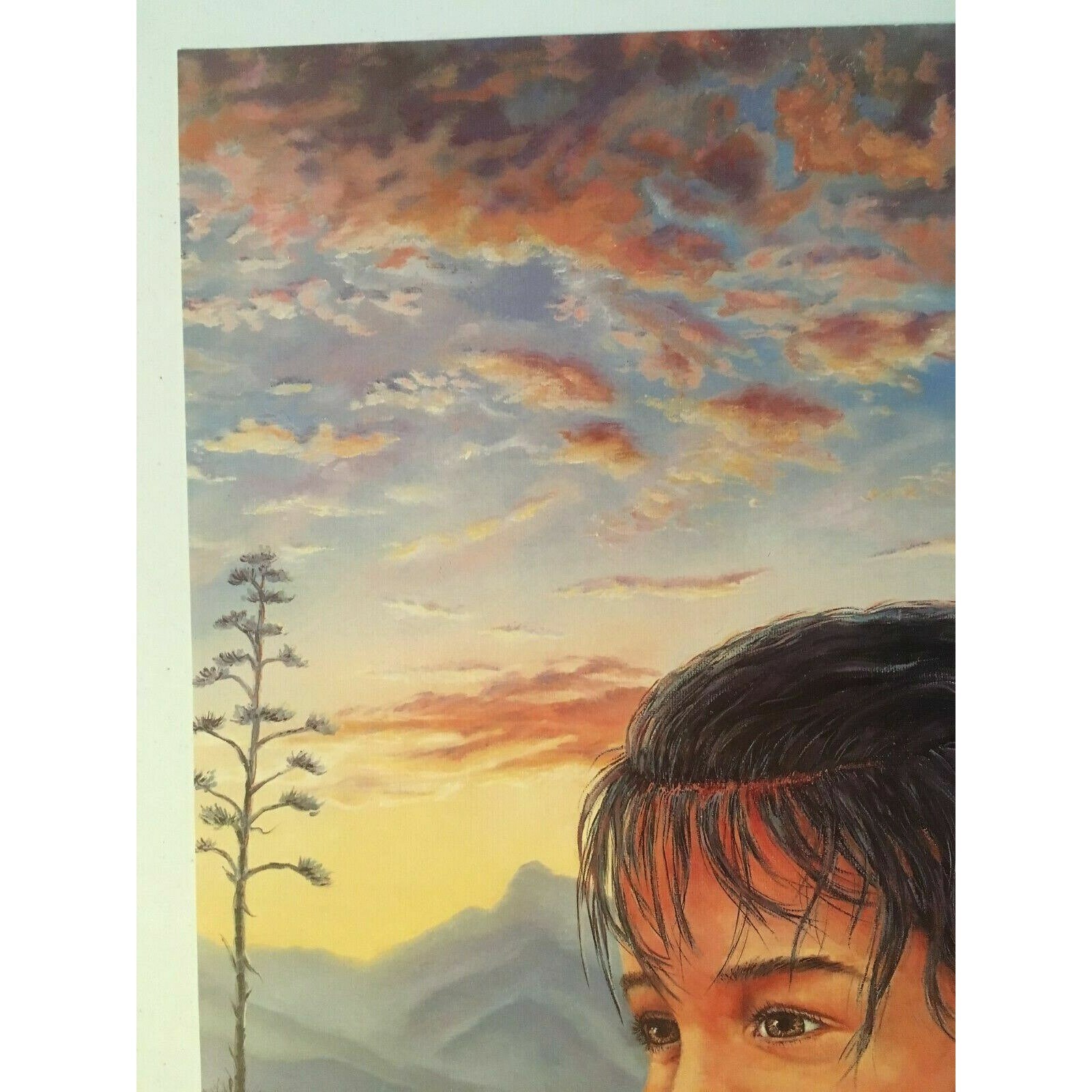 Indian Girl Poster Indigenous Native American Print Wolf Cub Lithograph ...