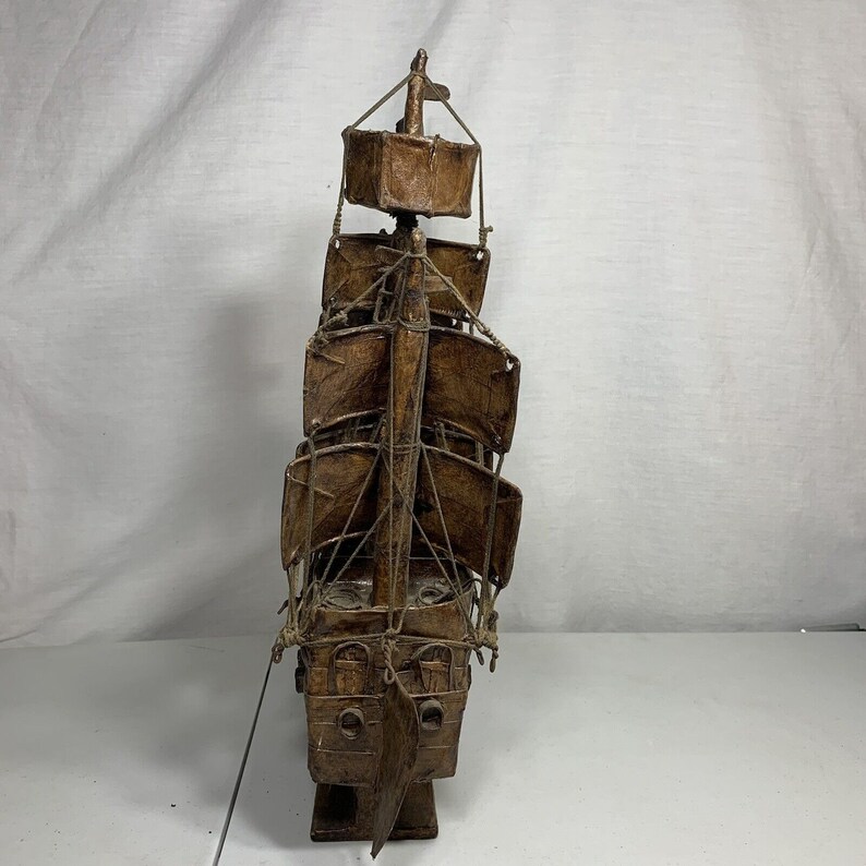 Sailboat Model Papier Mache 18 Statue Sail Ship Wood - Etsy