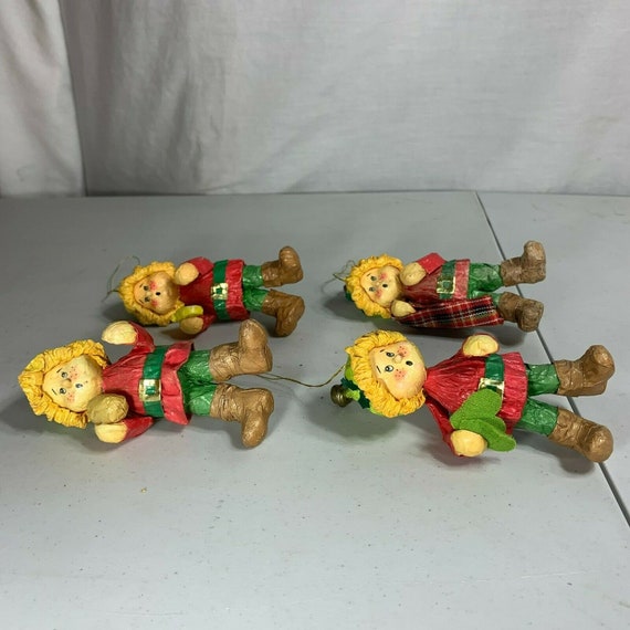 Vintage Paper Mache Singing Elves Ornaments Child Papier | Etsy
