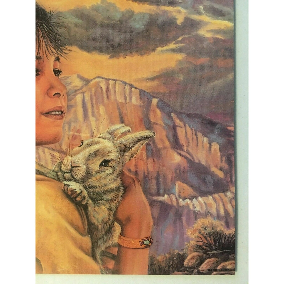 Indian Girl Poster Rabbit Indigenous Native American Lithograph Print ...