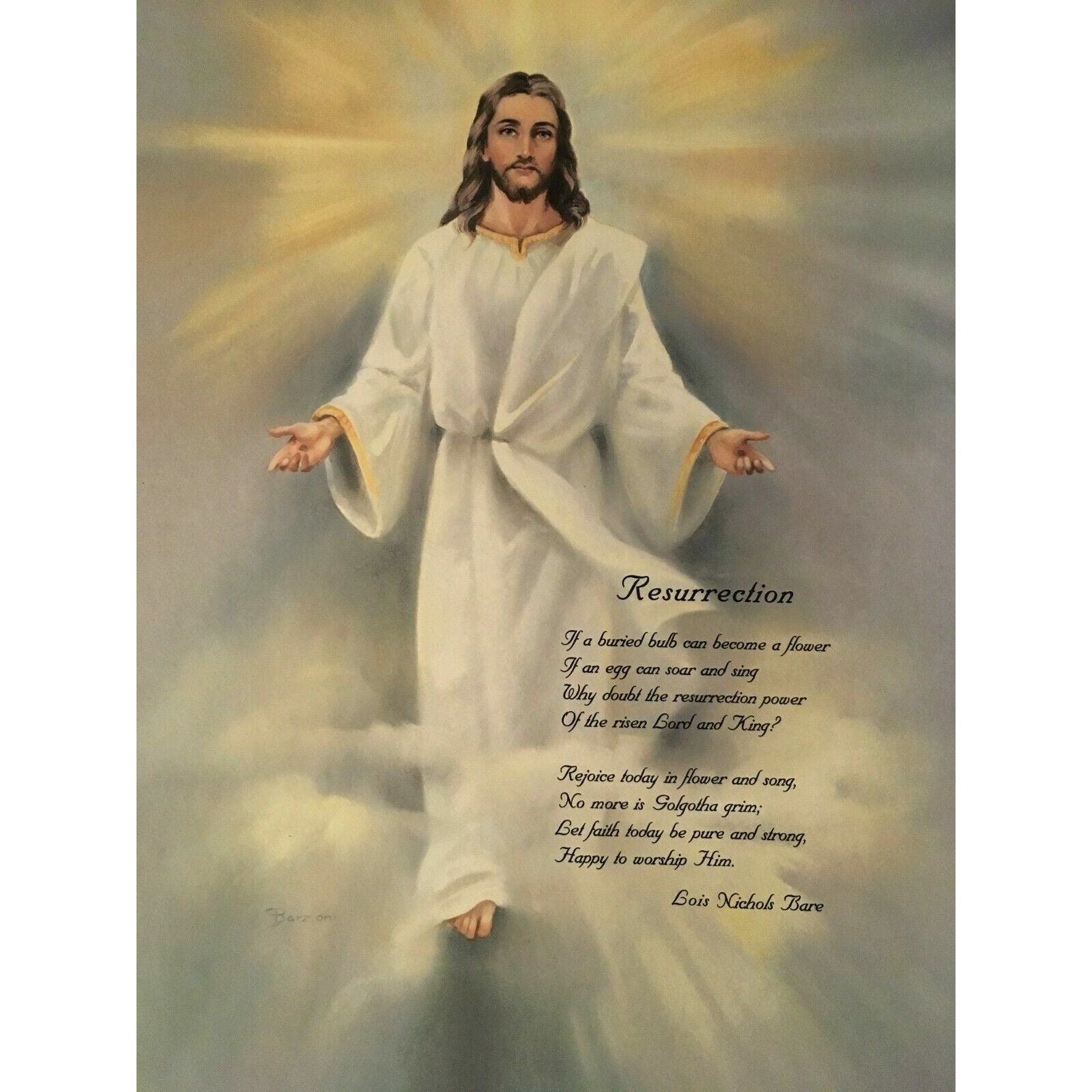 Resurrection Poster Jesus Litho Print Vintage Art 89 Lois Nichols Bare ...