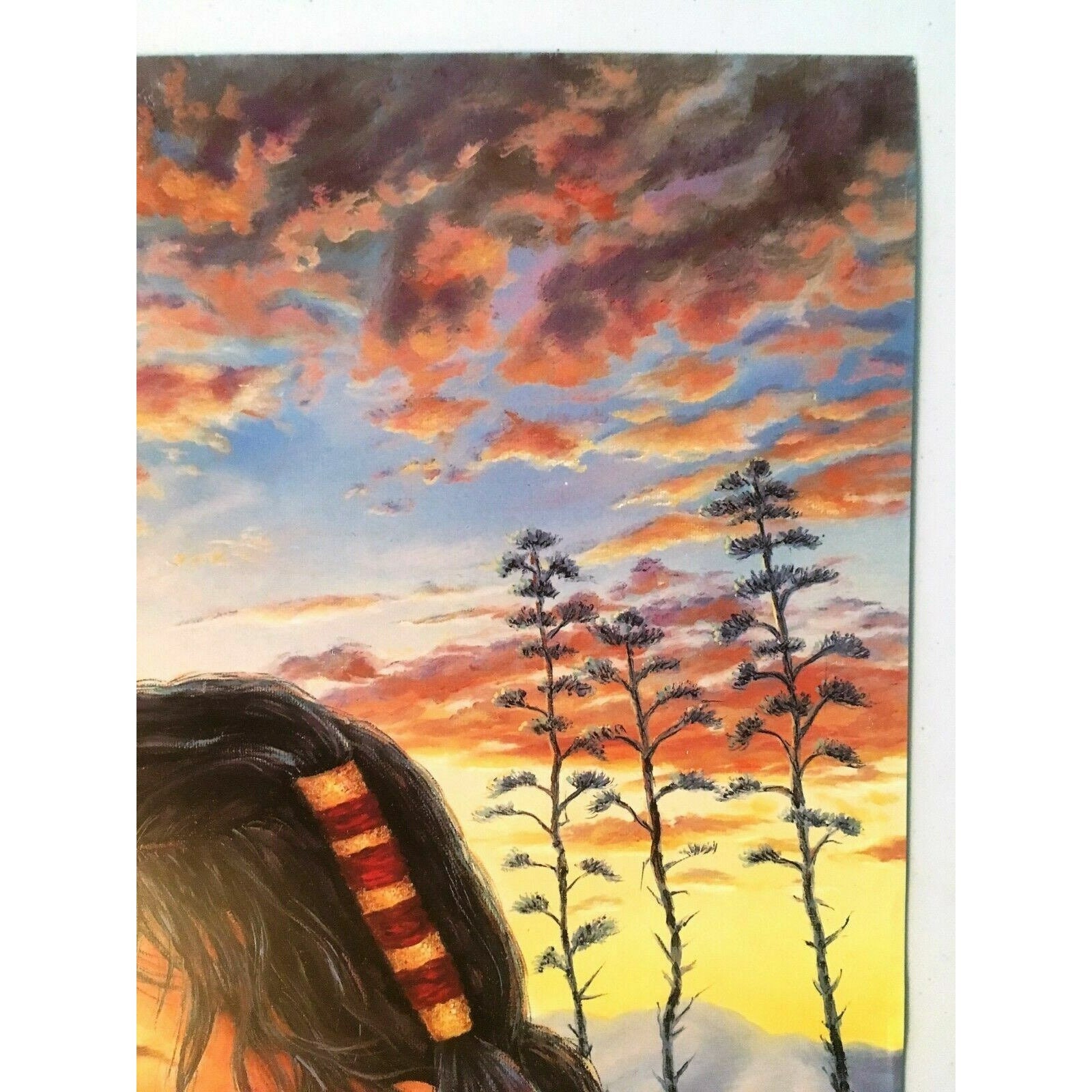 Indian Girl Poster Indigenous Native American Print Wolf Cub Lithograph ...