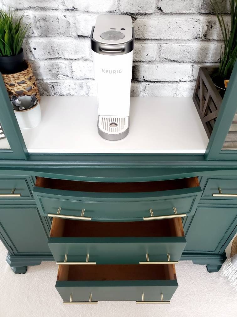 Refinished Modern Coffee Bar / Tea Bar / Wine Bar Green / White ...