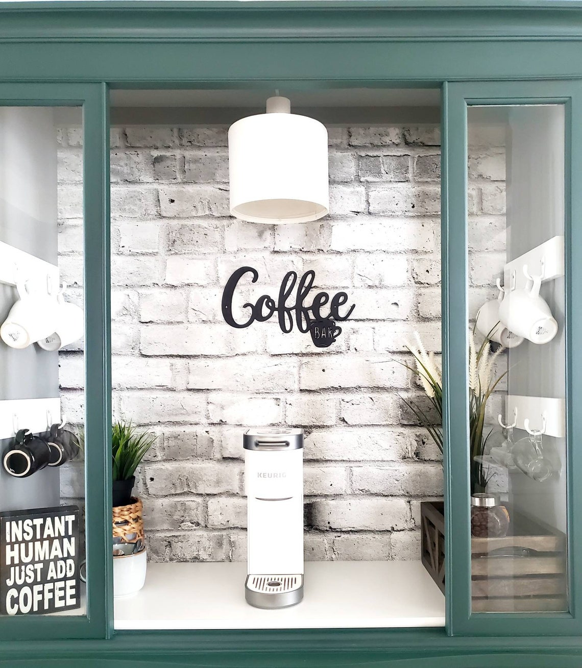 Refinished Modern Coffee Bar / Tea Bar / Wine Bar Green / White ...