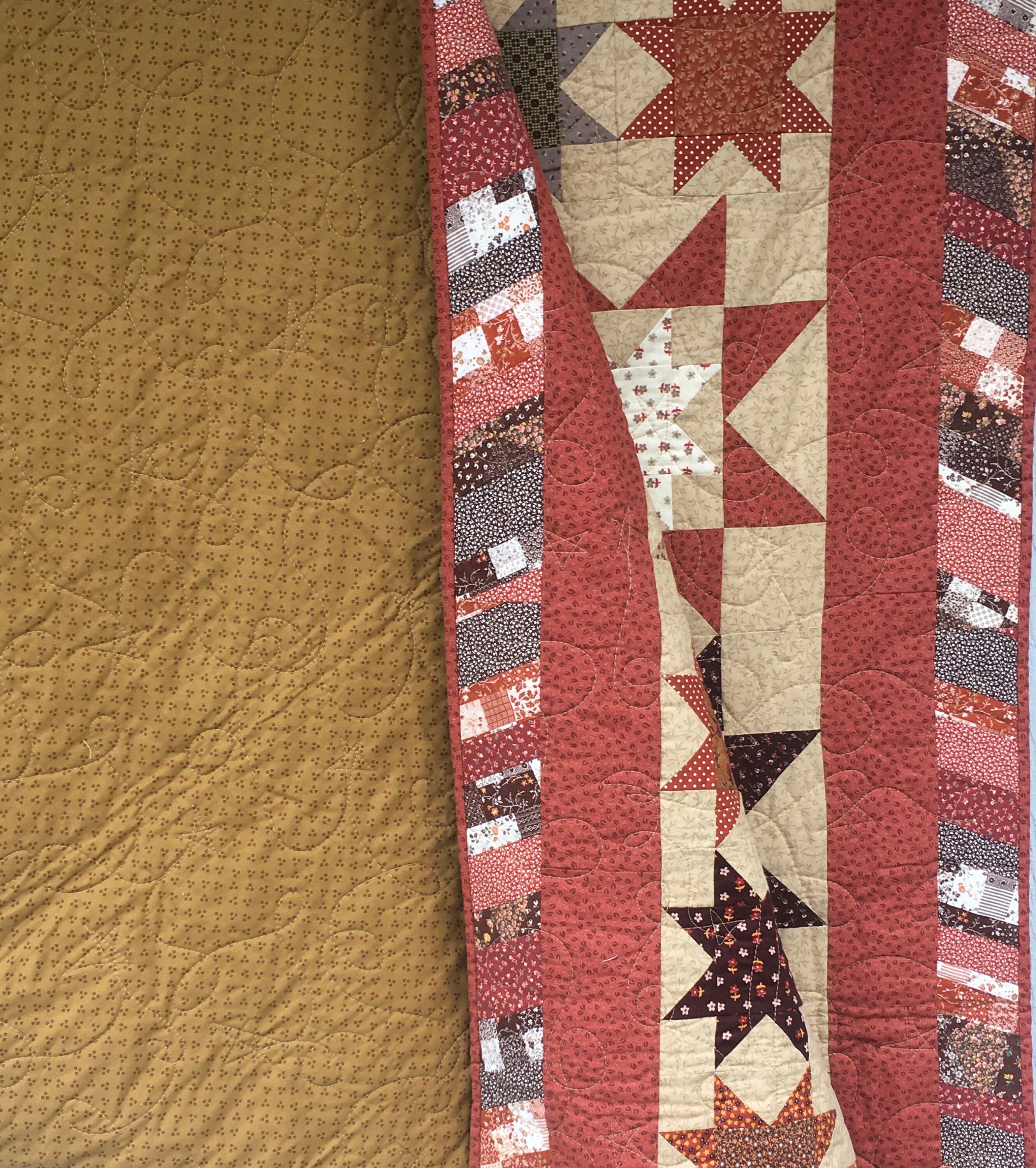 Rust Stars and Strips Quilt - Etsy