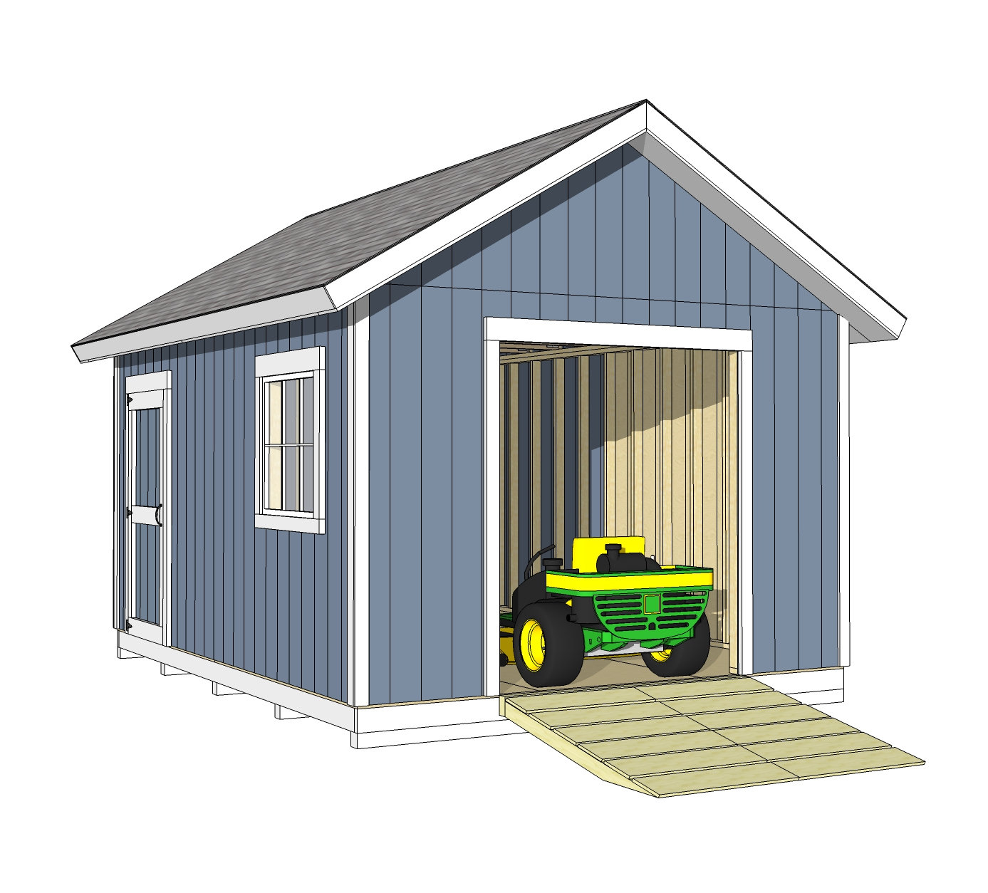 12x16 Shed W/ Garage Door DIY Plans Large Shed Roll up Door - Etsy