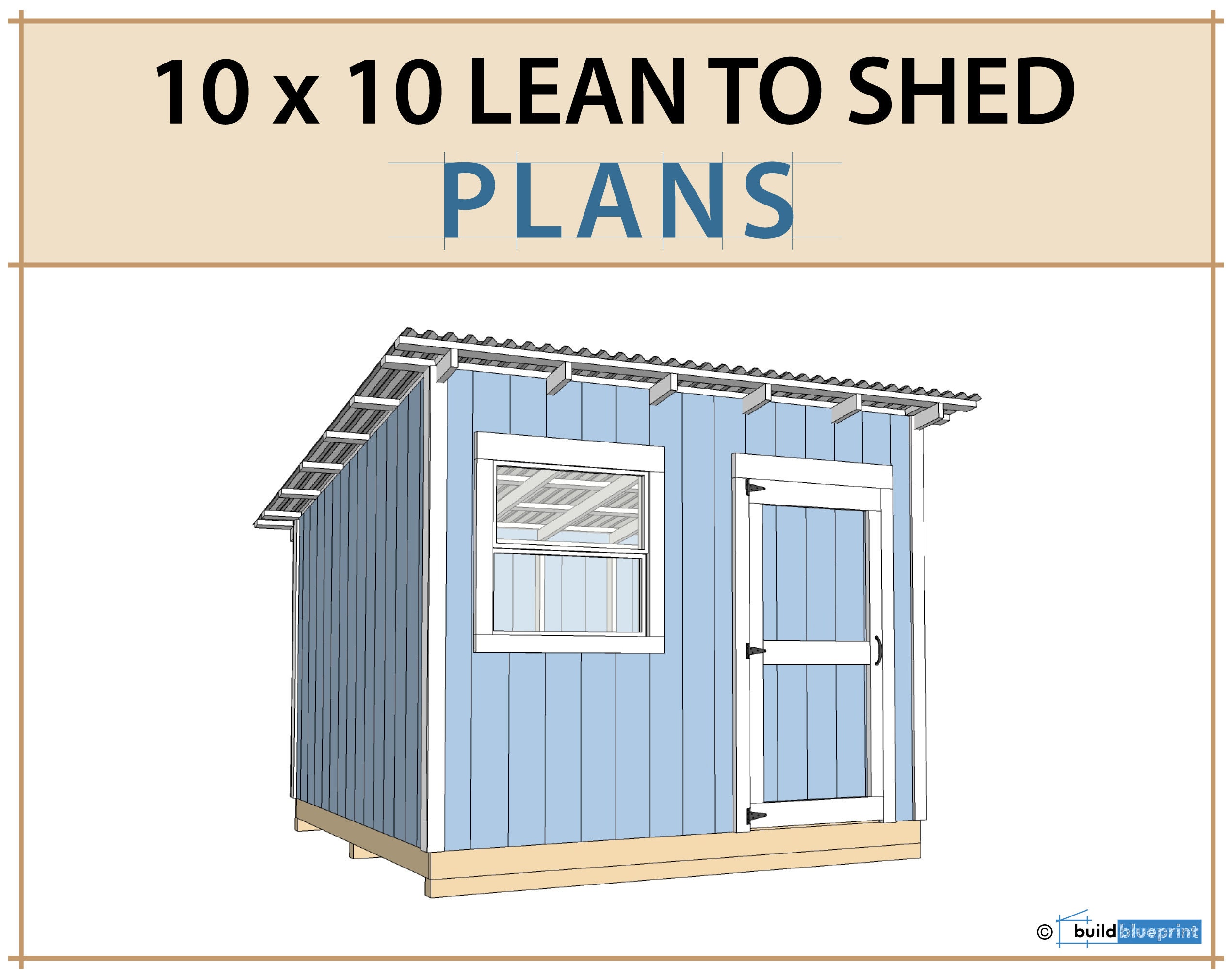 10x10 Lean to Shed Plans - Etsy Australia