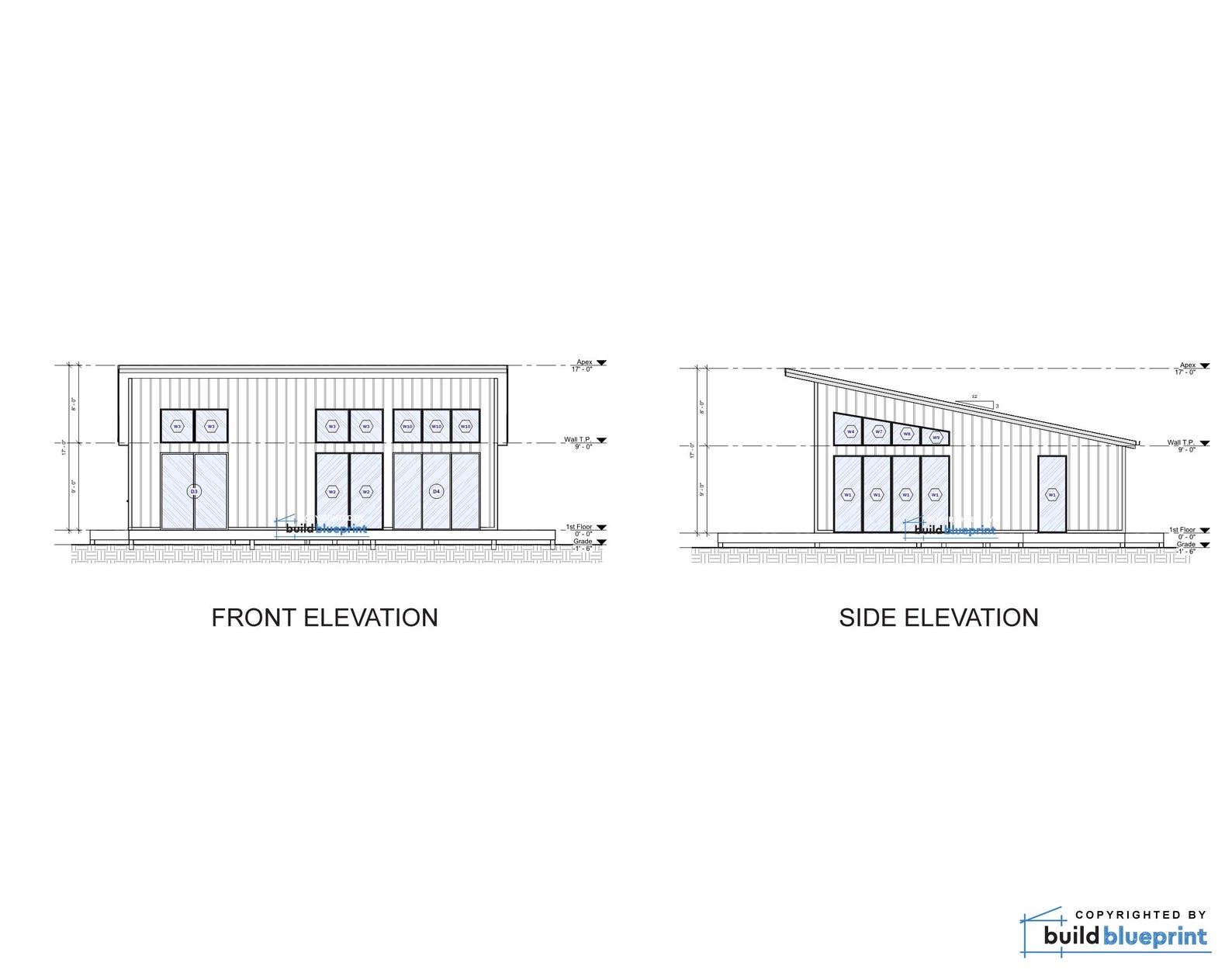32' X 38' Modern Lean Cabin Architectural Plans - Custom 1216SF 2 ...
