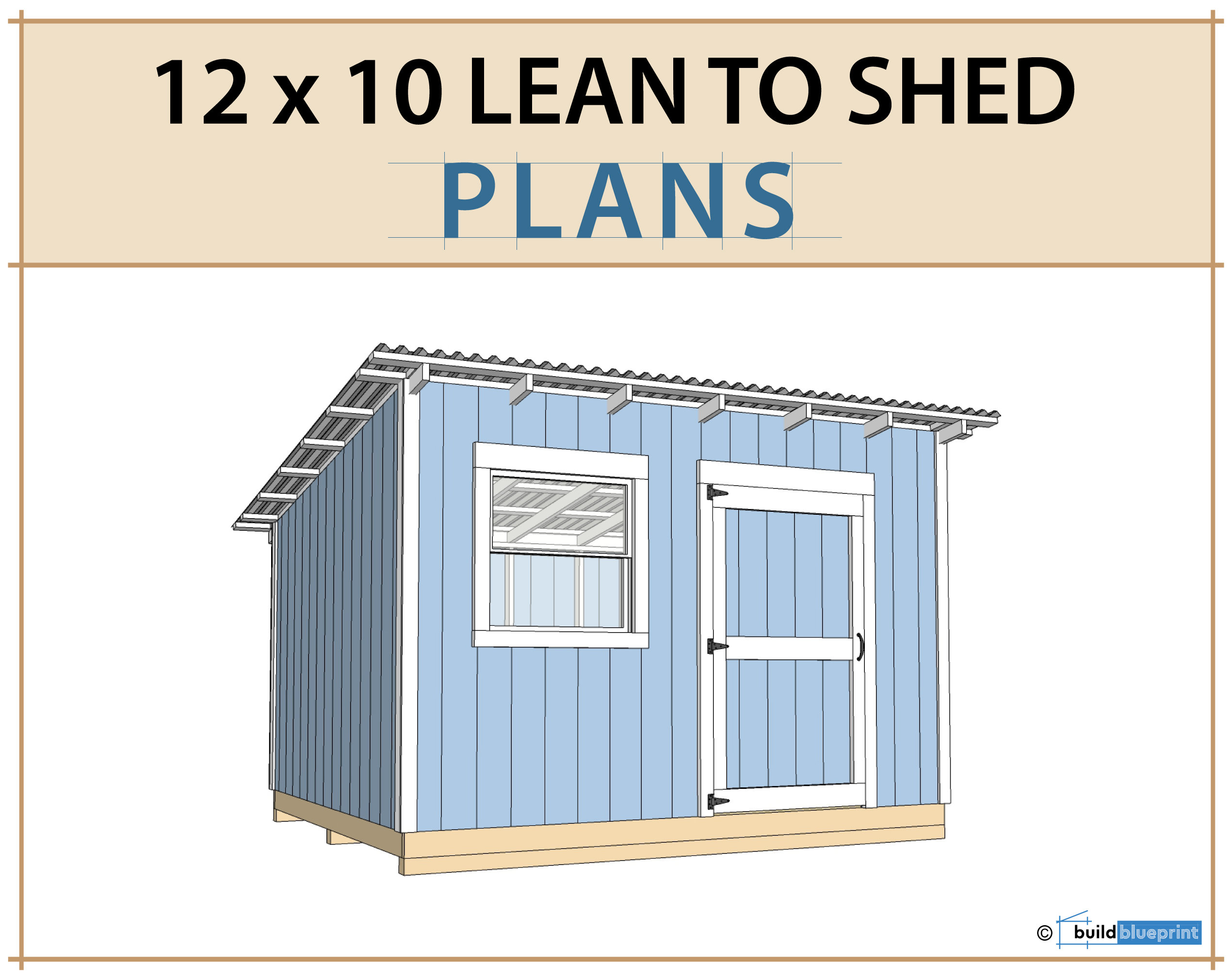 12x10 Lean to Shed Plans - Etsy UK