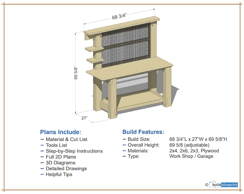 Heavy Duty Workbench DIY Plans Instant Download PDF | Etsy