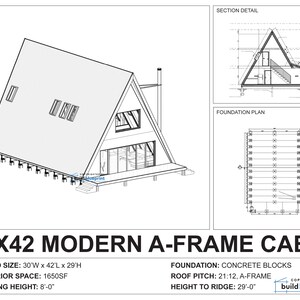 30' X 42' Modern A-frame Cabin Architectural Plans - Etsy