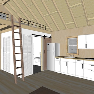 16' X 20' Redwood Cabin Loft DIY Build Plans - 320SF Tiny House ...