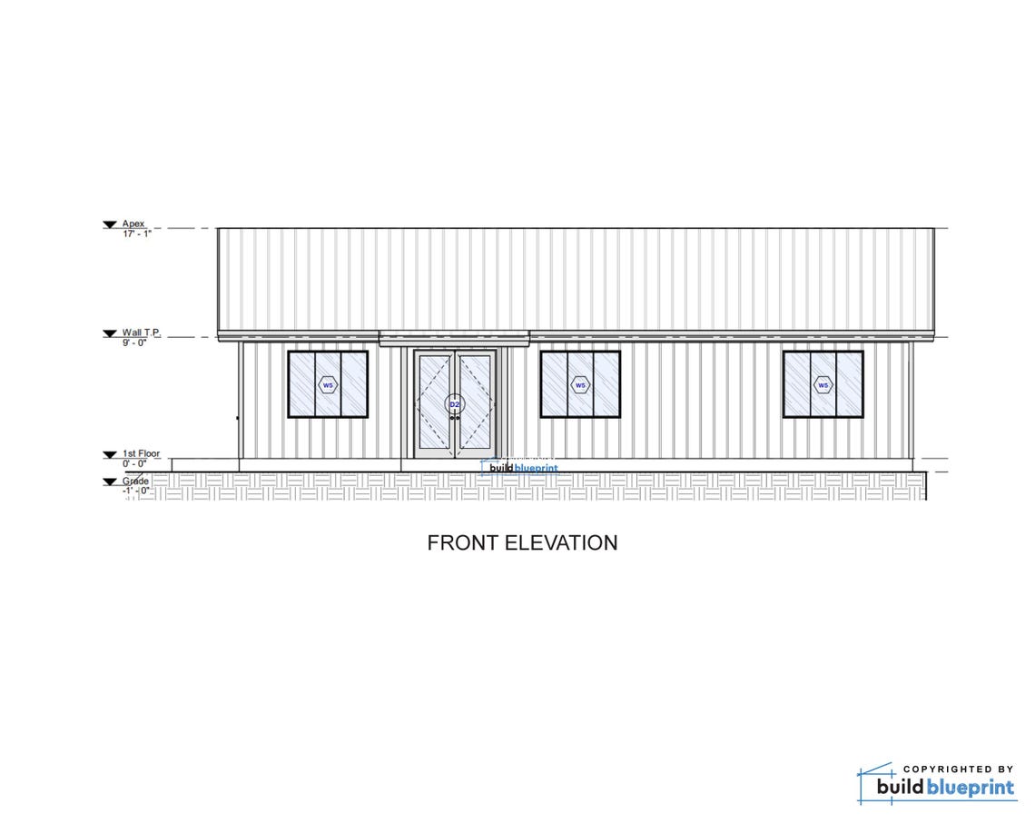 40' X 50' Modern Lean Cabin Architectural Plans - Custom 2000SF 3 ...