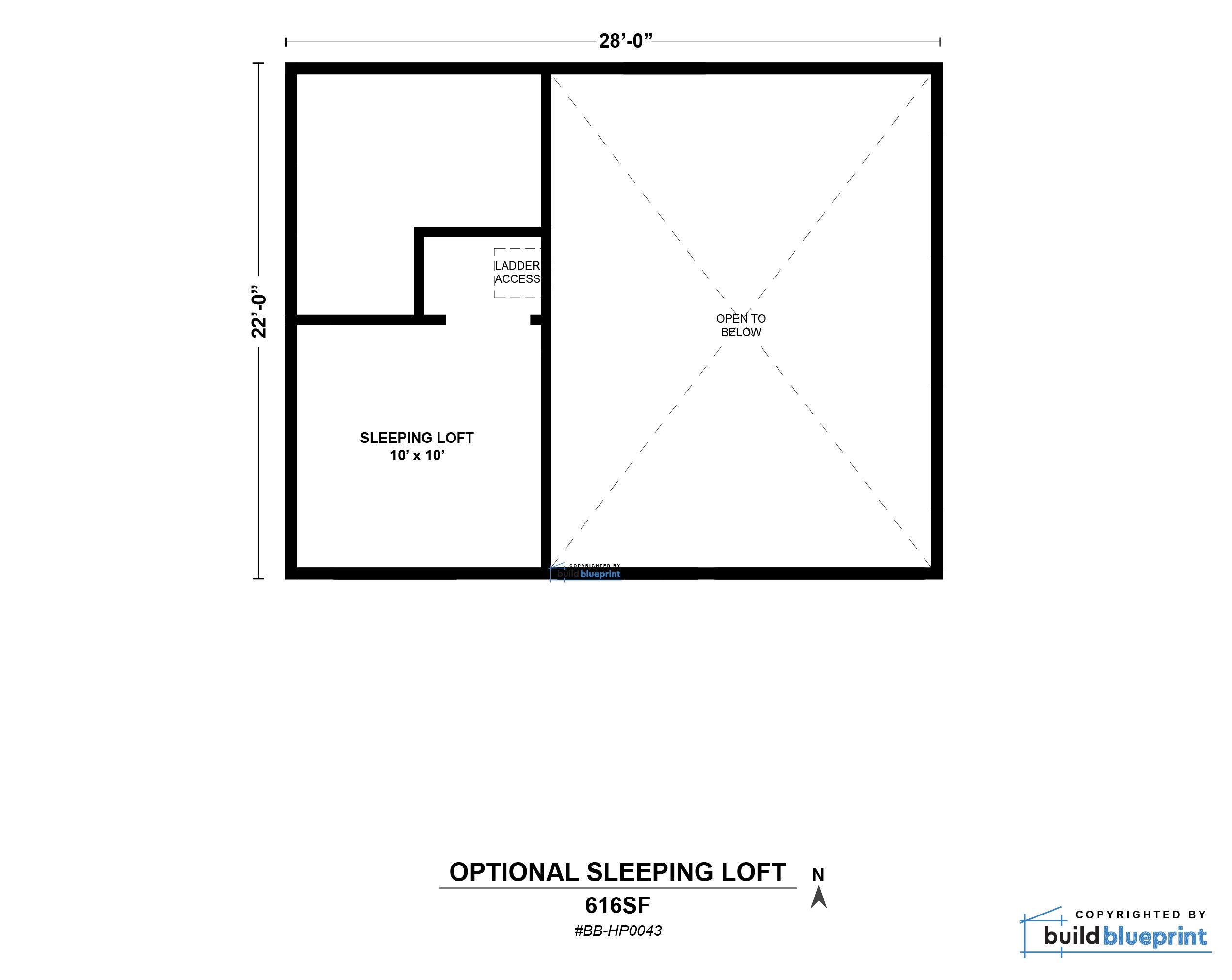 22' X 28' Lean Cabin Architectural Plans - Custom 616SF 1 Bedroom House ...