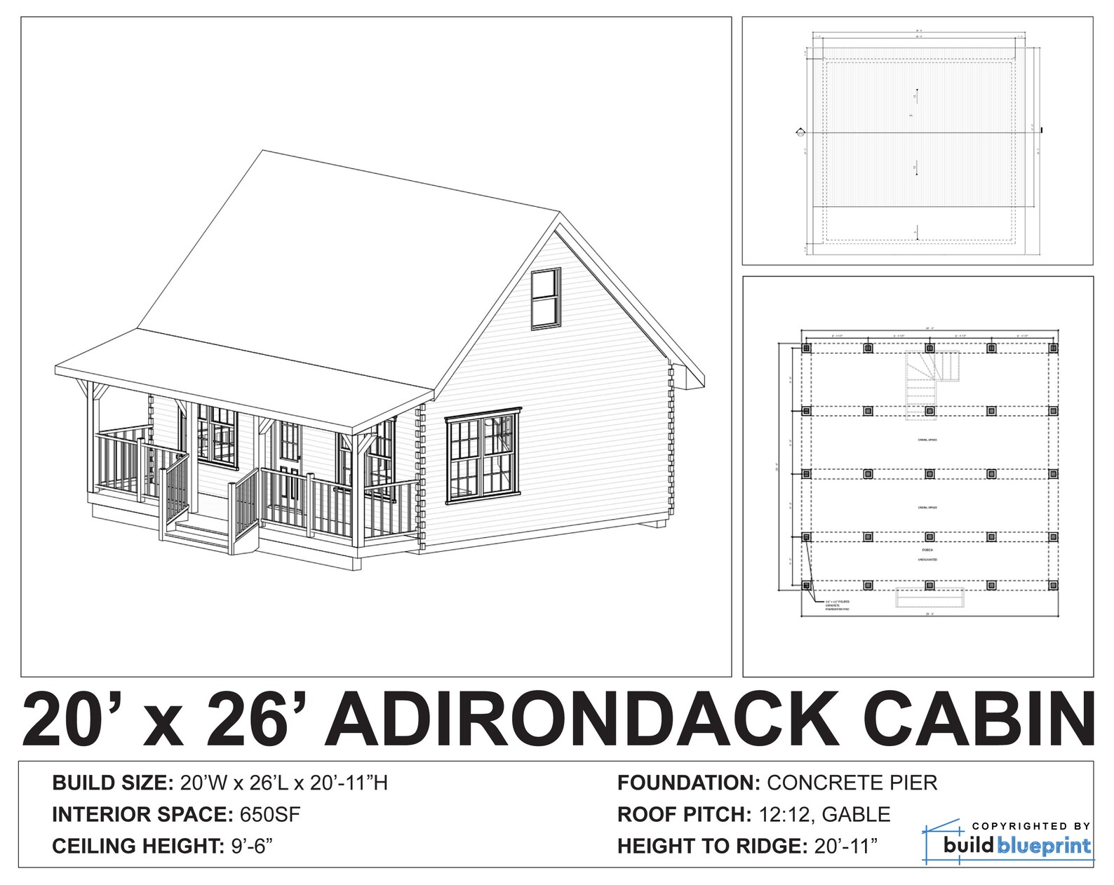 20' X 26' Adirondack Cabin W/ Loft Bedroom - Etsy