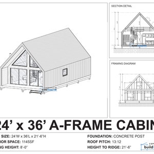 24' X 36' Nordic A-frame House Architectural Plans - Custom 1145SF ...