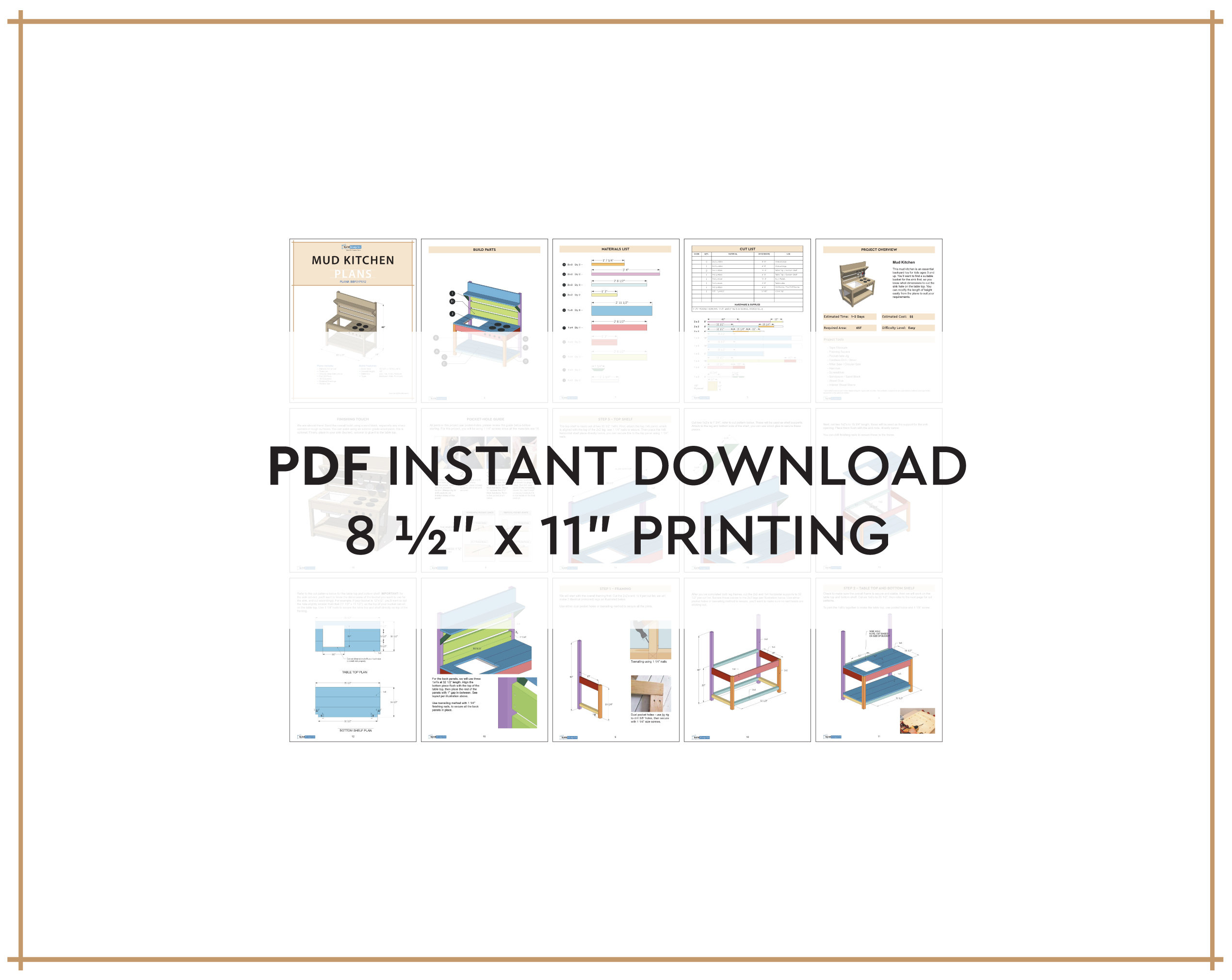 Mud Kitchen DIY Plans - Easy Build Kid's Mud Kitchen Blueprint PDF - Etsy