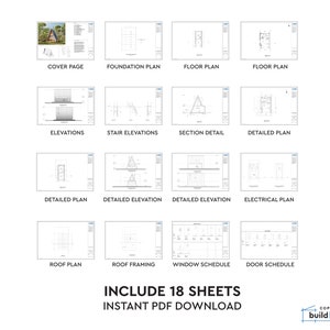 18' X 24' Modern A-frame Cabin Architectural Plans - Custom 500SF Cottage Blueprint PDF - Etsy