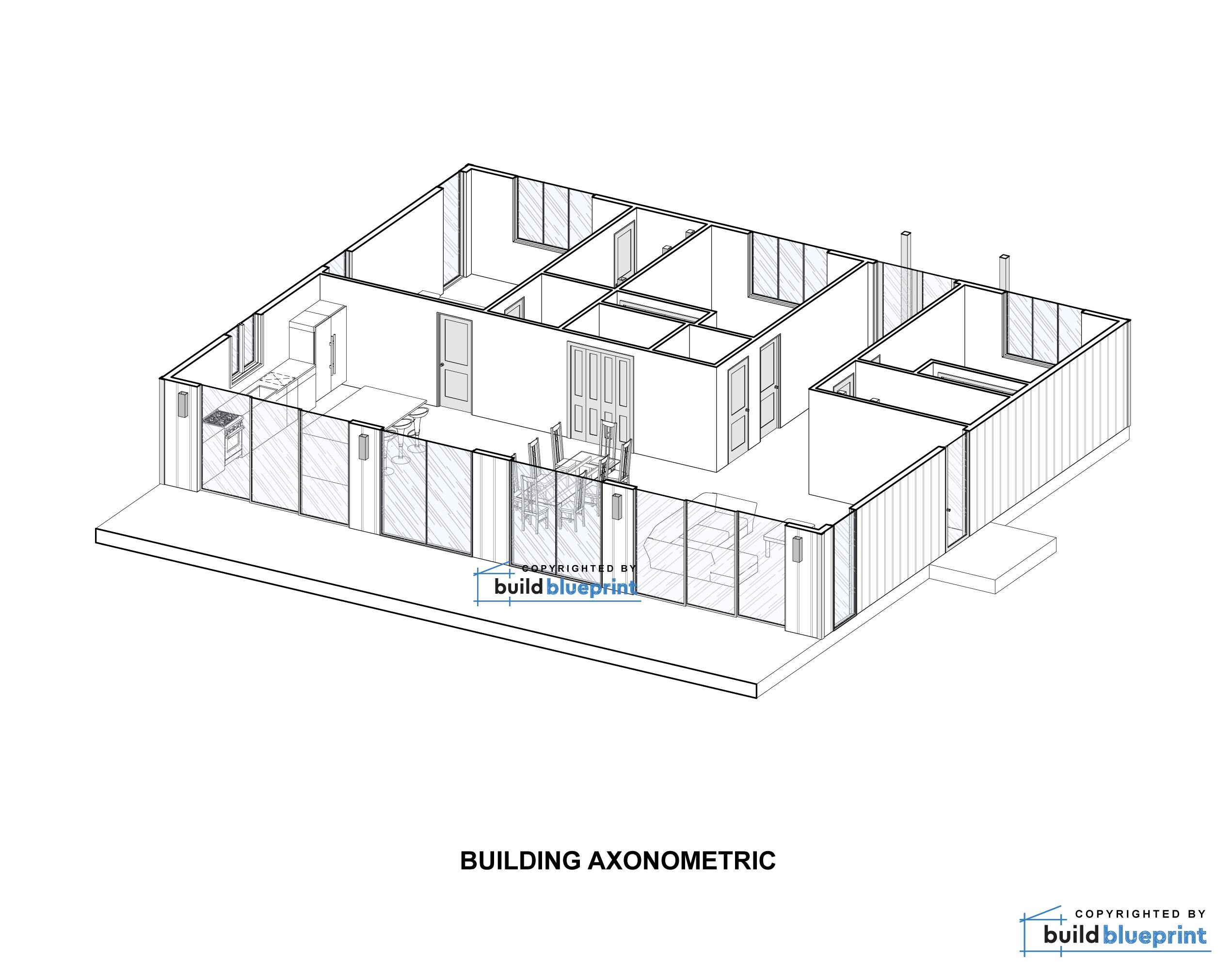 40' X 50' Modern Lean Cabin Architectural Plans - Custom 2000SF 3 ...