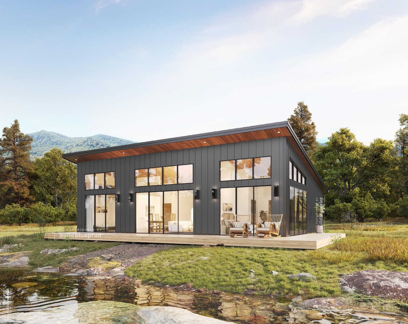 30' X 46' Modern Lean Cottage Architectural Plans - Custom 1380SF 3 ...