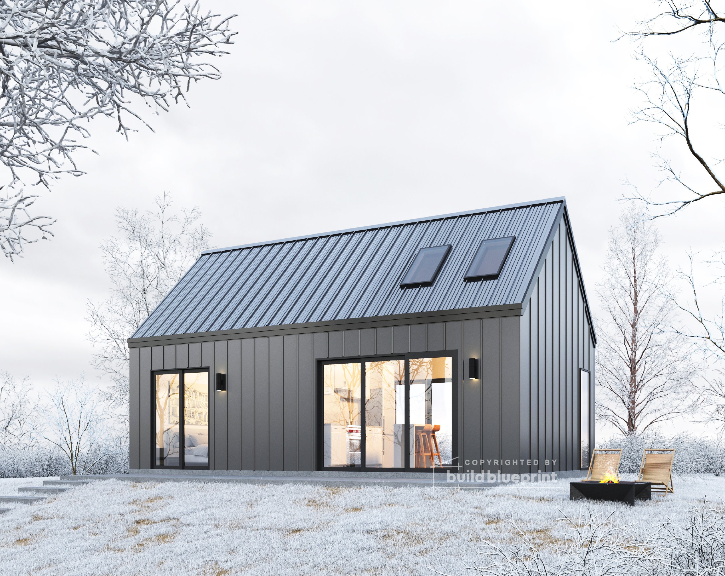 Single Story Modern Barn House