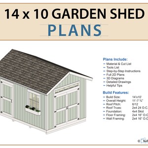 14x10 Garden Shed Plans and Build Guide | DIY Woodworking Instructions ...
